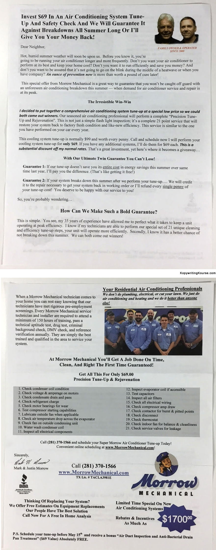 Morrow Mechanical Air Conditioning Direct Mail Flyer | SwipeFile