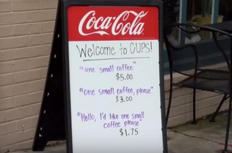CUPS polite pricing sign | Swipefile
