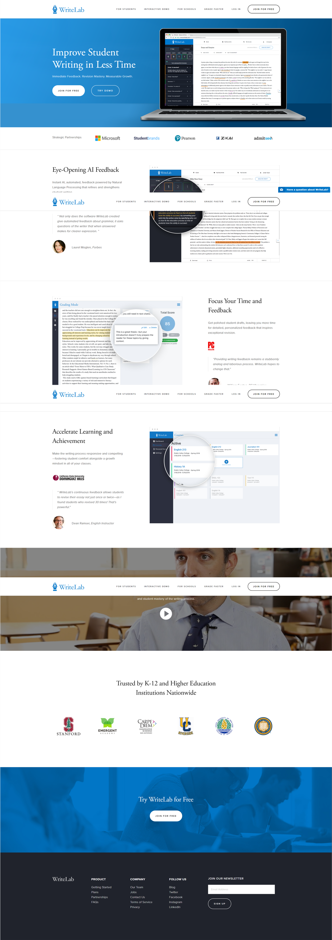 Simple staggered layout SaaS page for Writing Software | SwipeFile