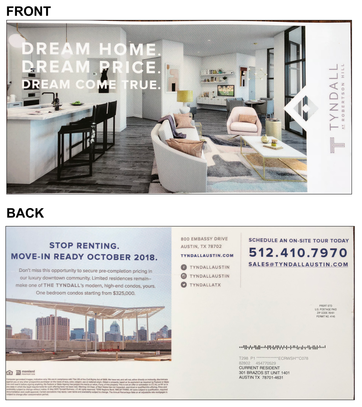 The Tyndall's Direct Mail flyer | SwipeFile