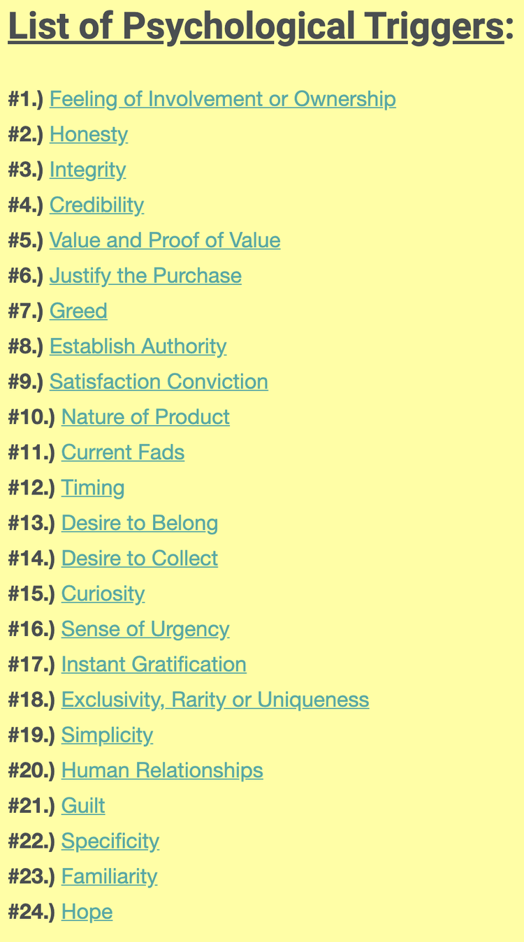 Psychological Triggers from Joe Sugarman | SwipeFile