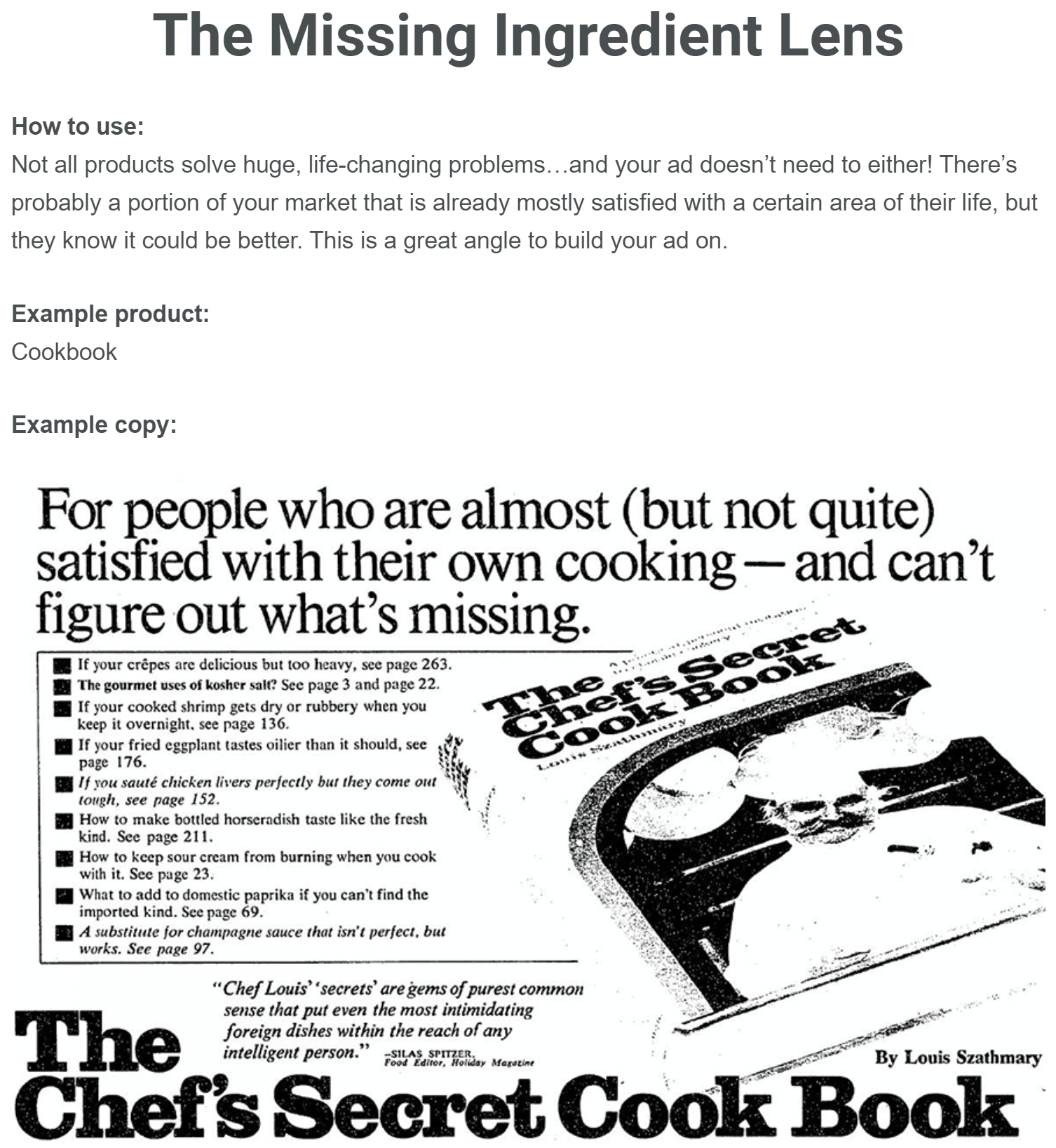 The Missing Ingredient Lens | SwipeFile