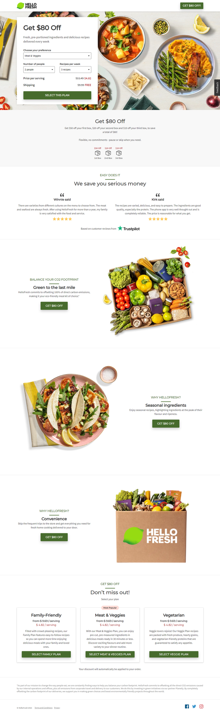 HelloFresh sales page | SwipeFile