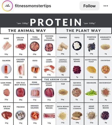 Protein chart: Animal VS Plant | SwipeFile