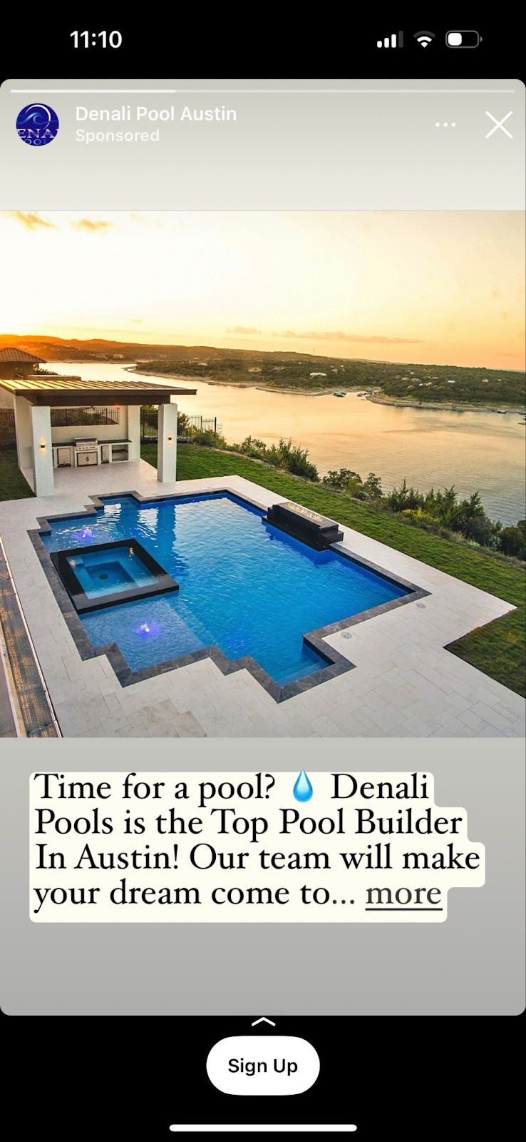 Instagram Pool Installation Ad | SwipeFile