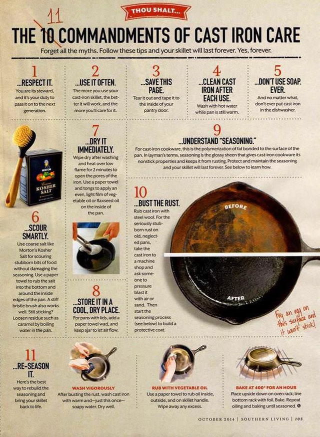 Using a cast iron skillet rules chart | Swipefile