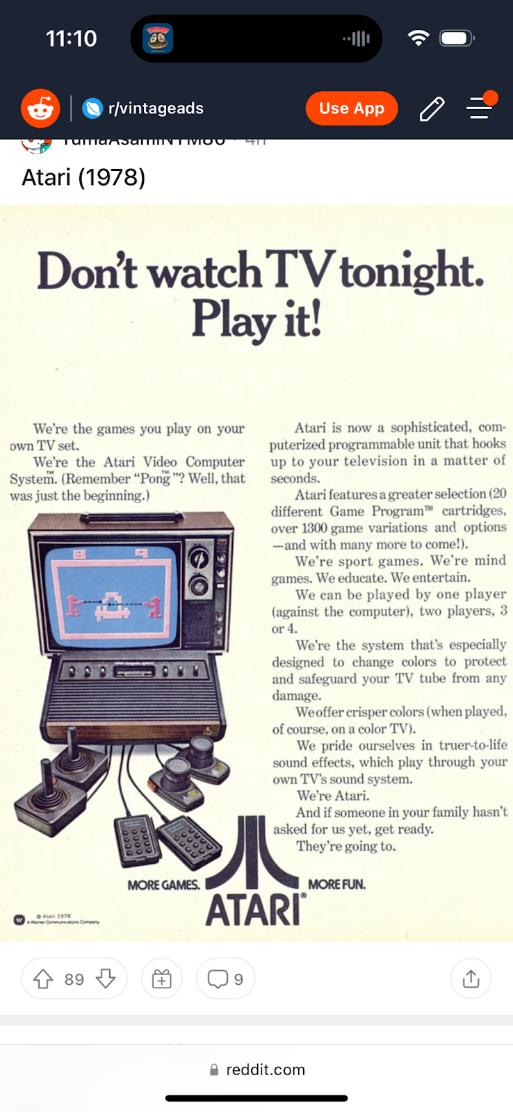 Great headline for Atari ad | SwipeFile