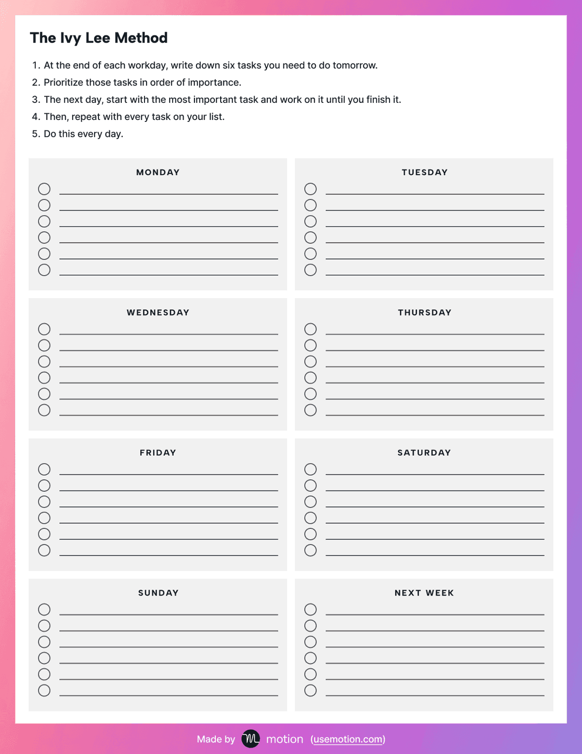 The Ivy Lee Method for productivity | SwipeFile