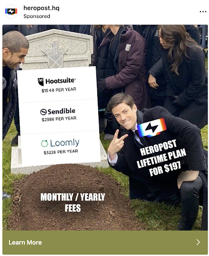 Meme Ad from HeroPost | SwipeFile