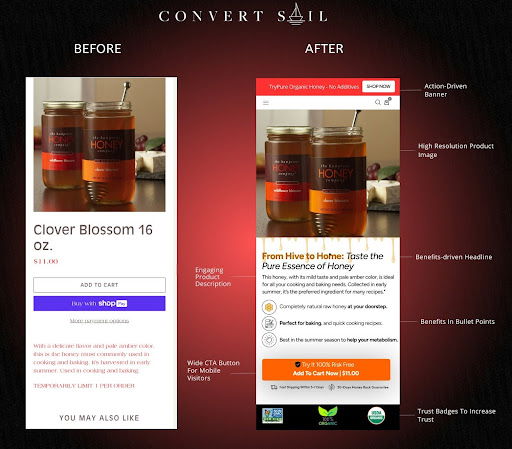Convert Sail Before and After Sales Page Redo | SwipeFile