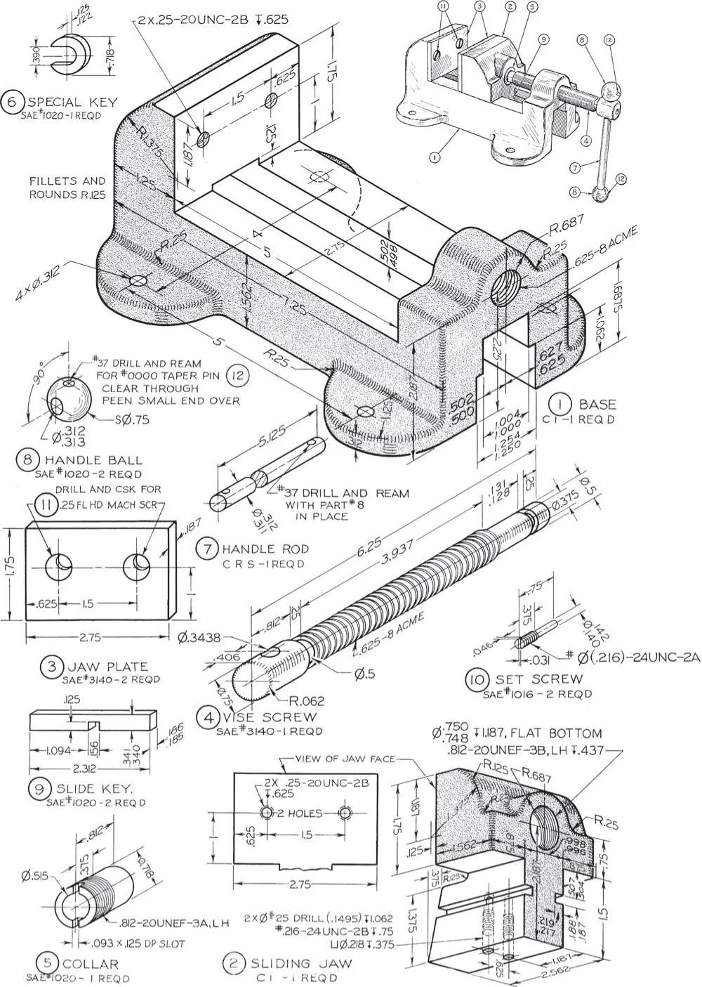 Technical Drawing of Machine Vise | SwipeFile
