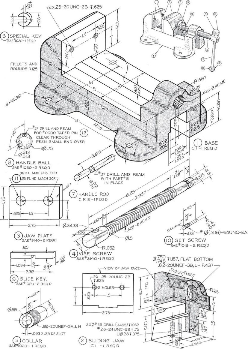Technical Drawing of Machine Vise | SwipeFile