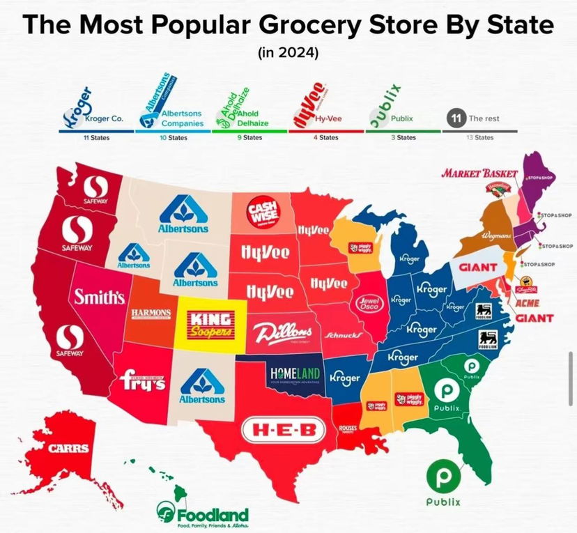 Most popular grocery store by state | SwipeFile