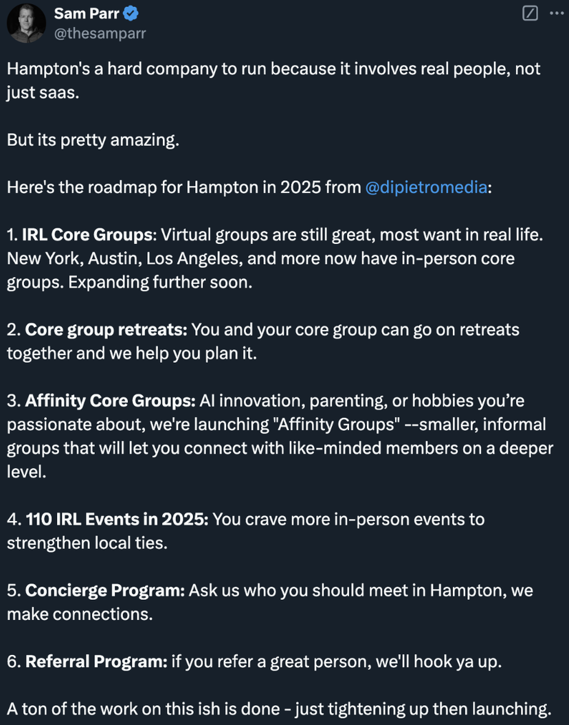 Sam Parr's Hampton 2025 Roadmap and Plan | Swipefile