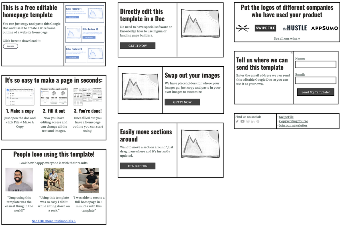 Homepage Outline Template | SwipeFile
