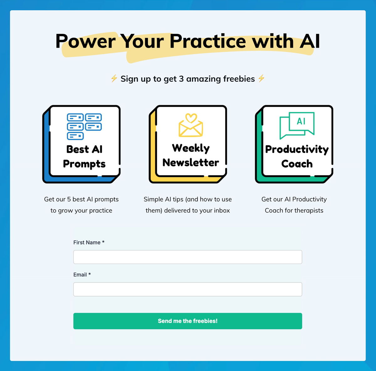 AI focused email pop signup form with 3 freebies | SwipeFile
