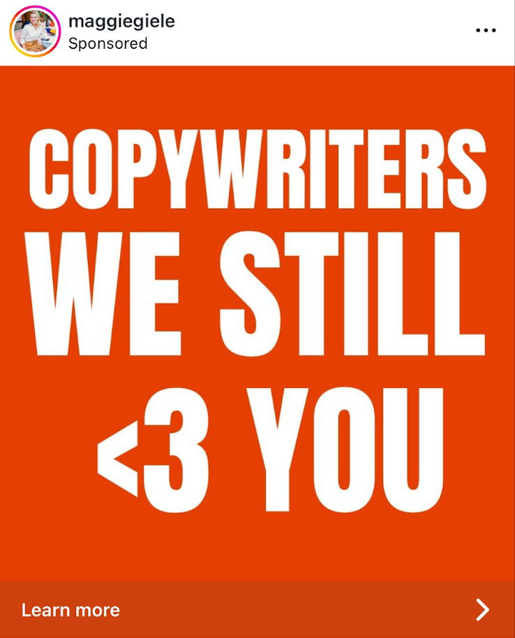 Eye-grabbing ad for copywriters. | SwipeFile