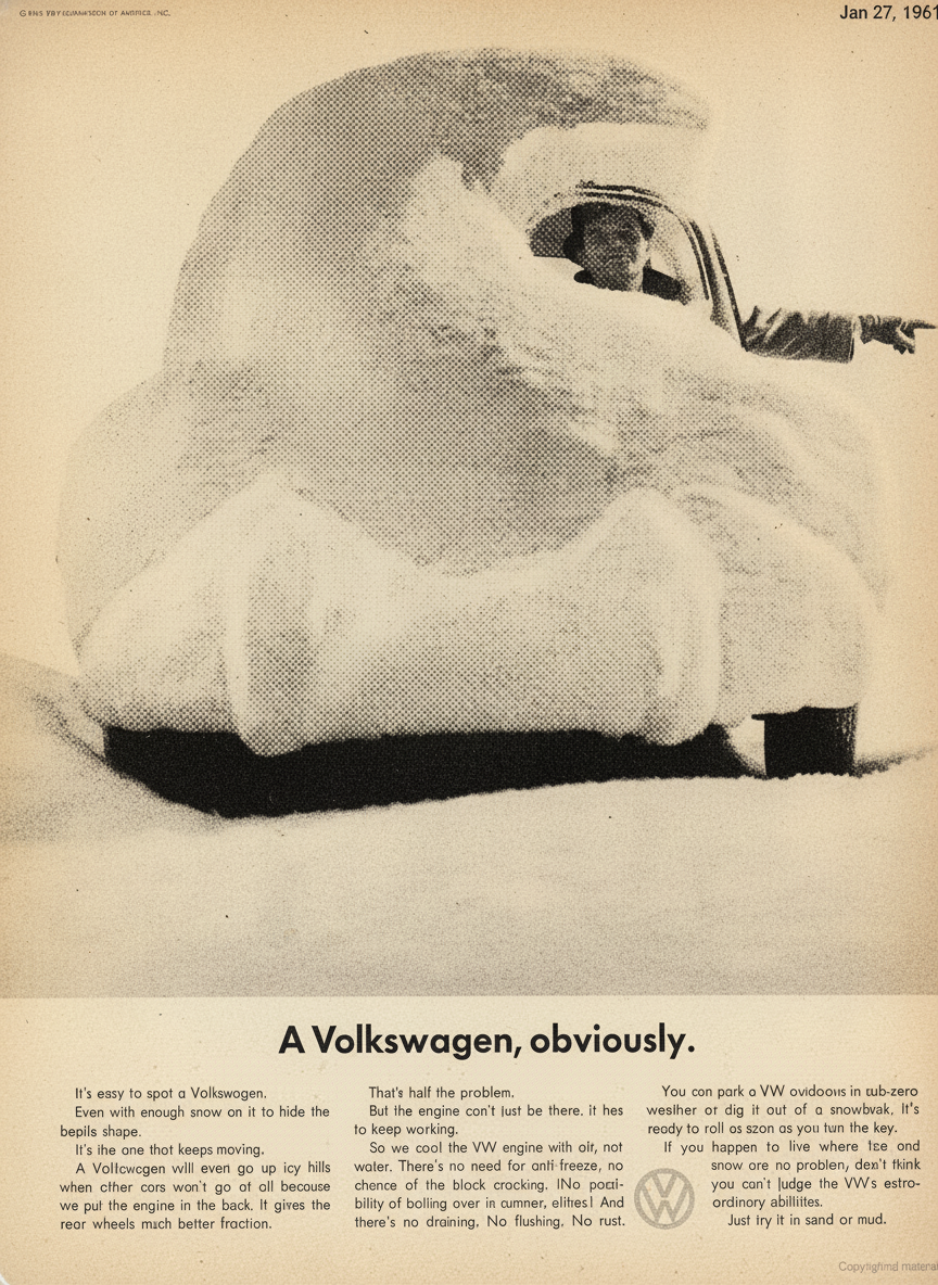 A Volkswagen, Obviously: Advertising That Makes You Feel Smart | SwipeFile